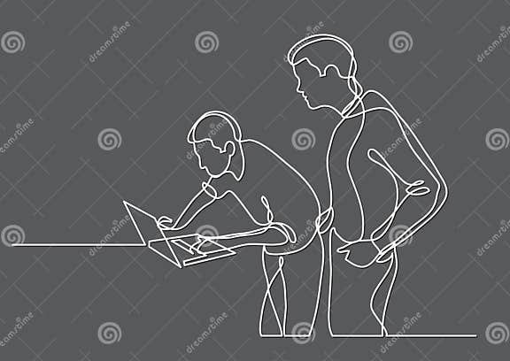 Continuous Line Drawing of Programmers Working Together Stock ...