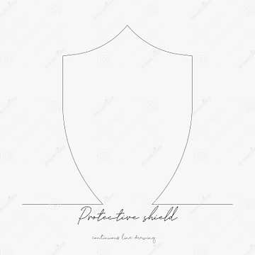 Continuous Line Drawing. Protective Shield. Simple Vector Illustration ...