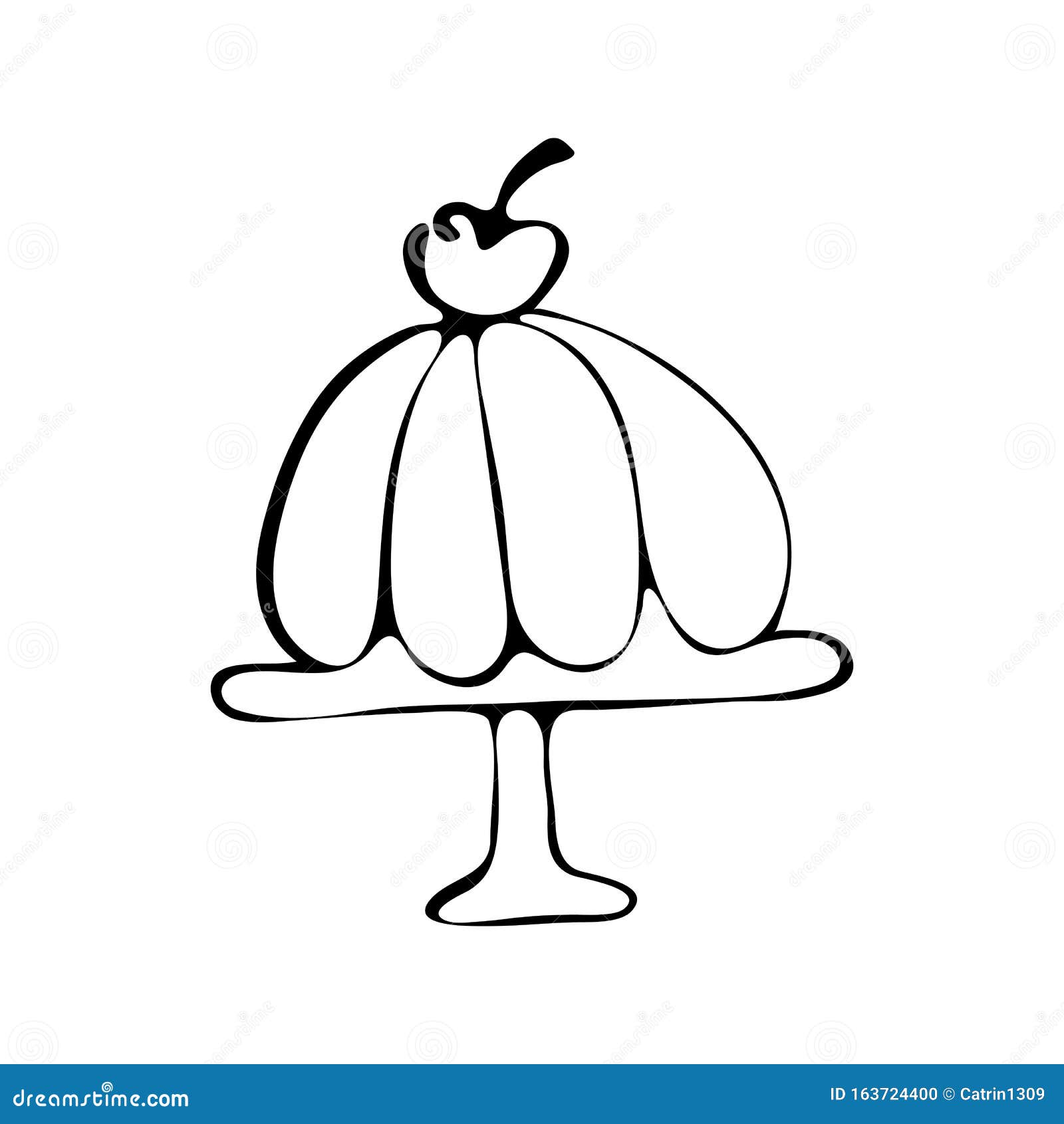 Continuous Line Drawing. Pudding On A High Platter. Symbol Of ...