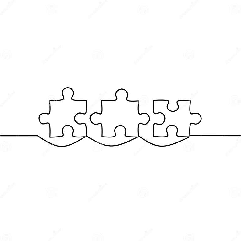 Continuous Line Drawing of Puzzle Stock Vector - Illustration of ...