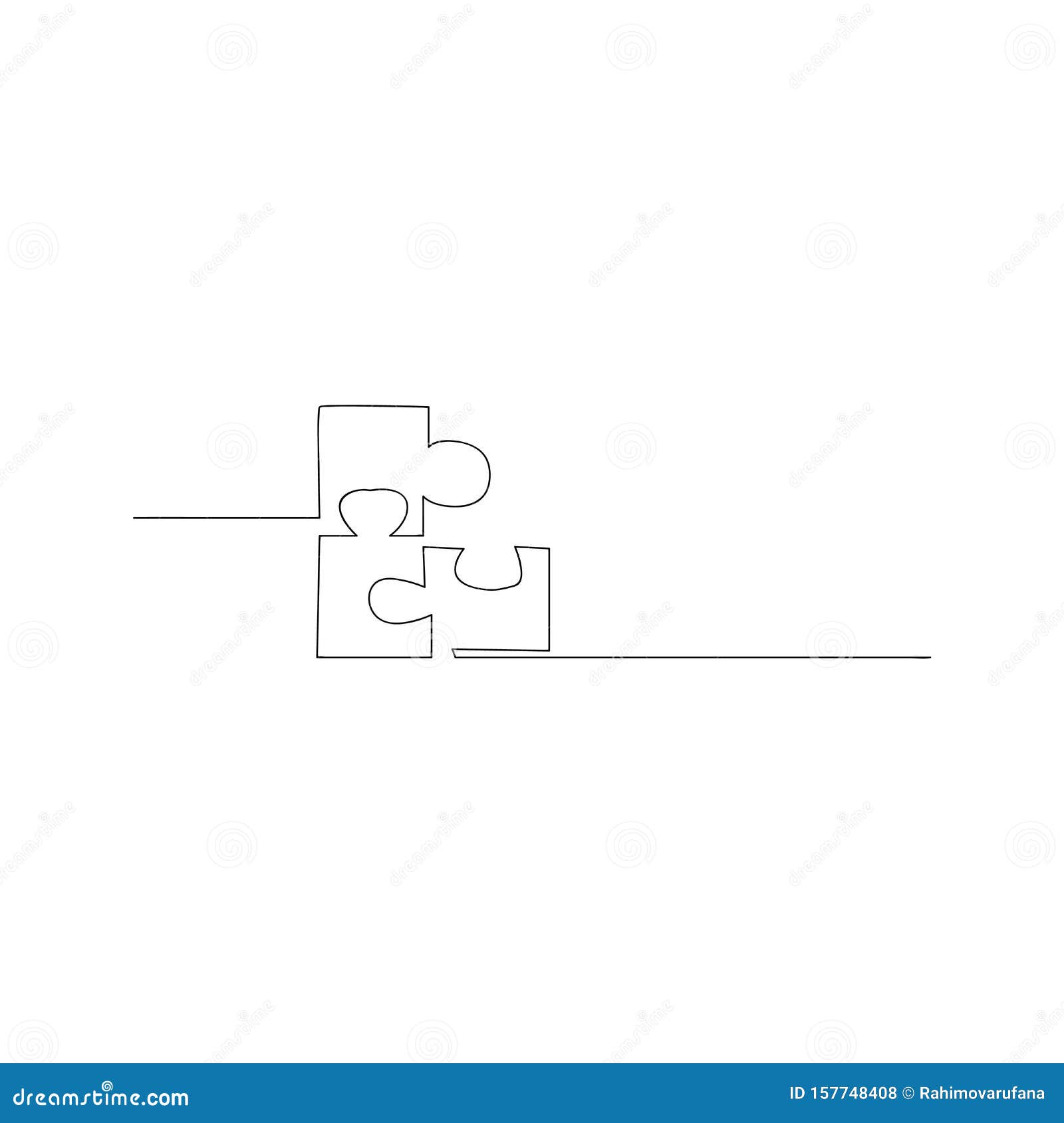 Continuous Line Drawing of Puzzle. Isolated Sketch Drawing of Puzzle ...