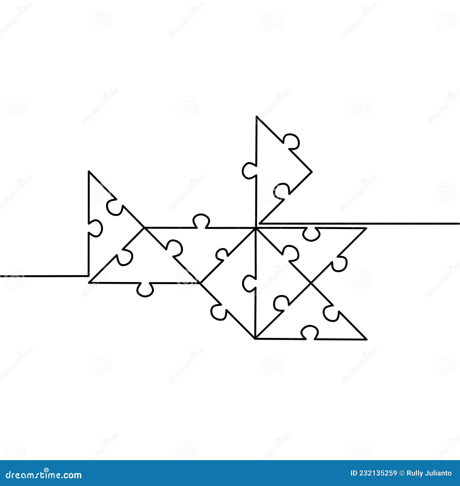 Continuous Line Drawing of Puzzle, Pieces Problem Solving Business ...