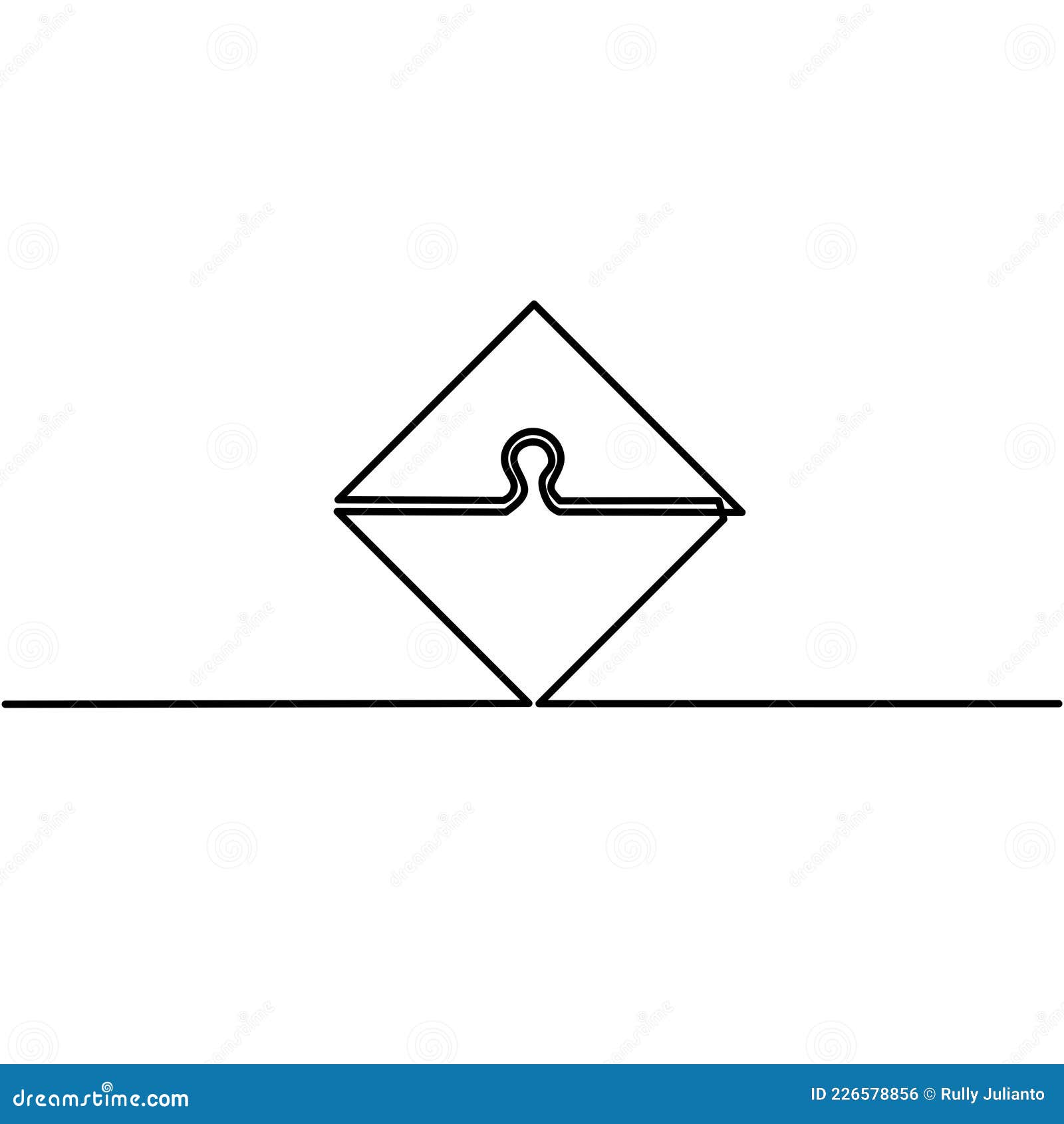 Puzzle one line drawing stock vector. Illustration of jigsaw - 226578856