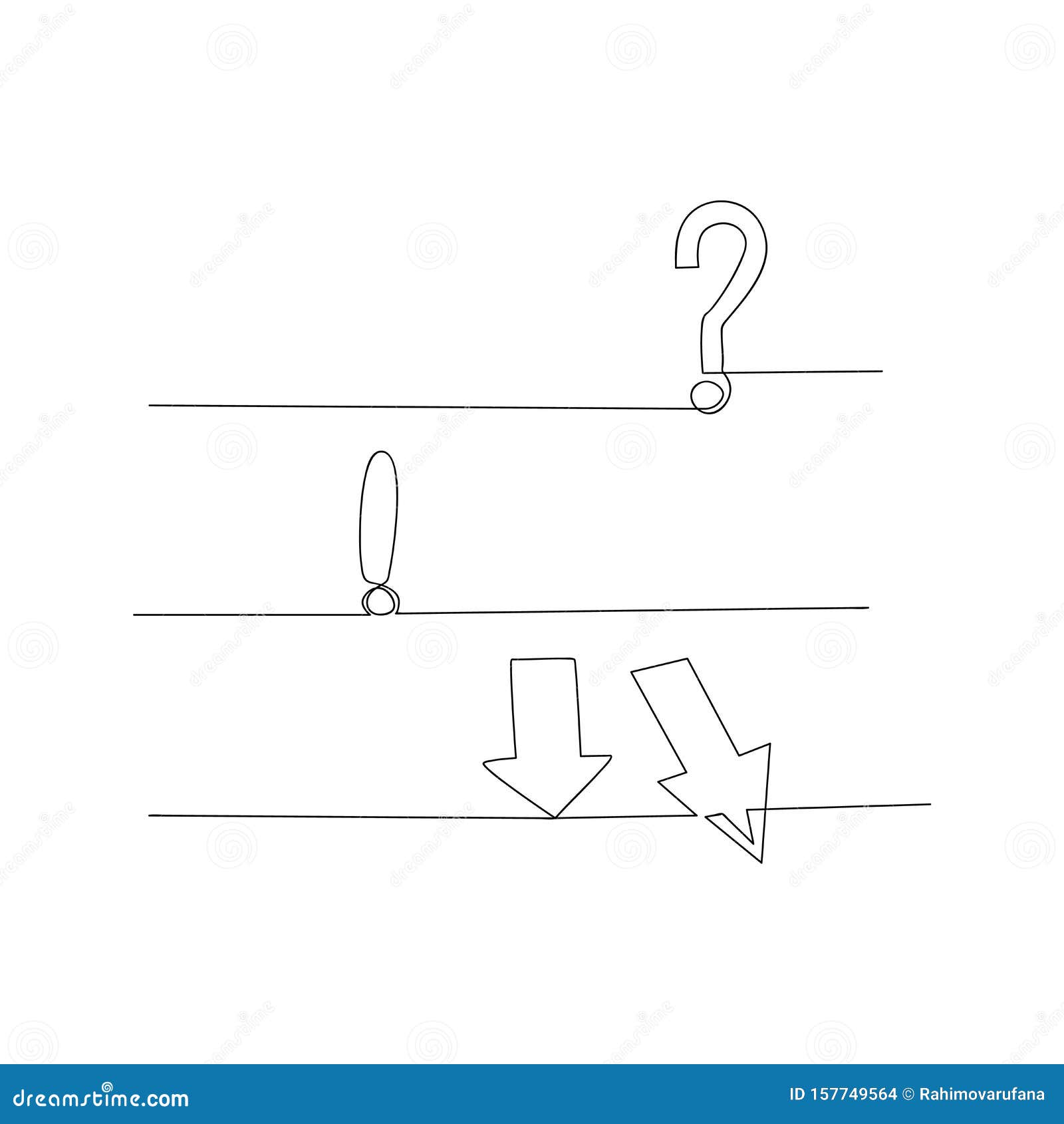 Continuous Line Drawing of Question and Exlamation Mark. Isolated ...
