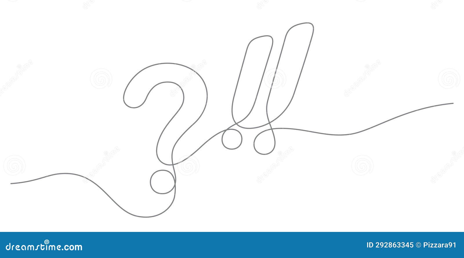 Continuous Line Drawing of Question Mark and Exclamation Symbol ...