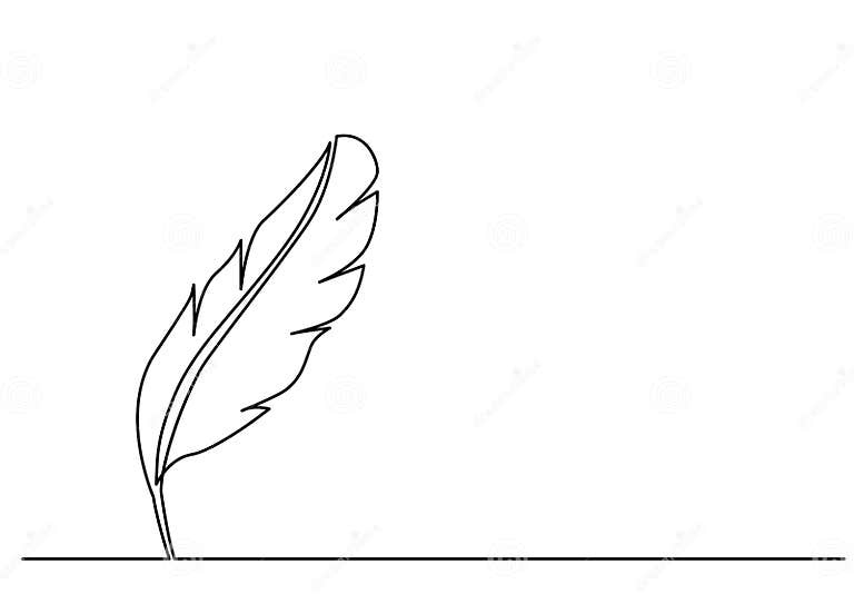 Continuous Line Drawing of Quill Stock Vector - Illustration of ...