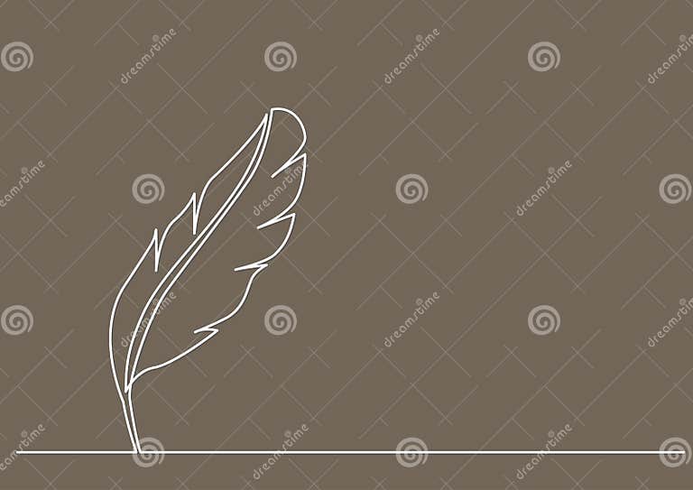 Continuous Line Drawing of Quill Stock Vector - Illustration of icon ...