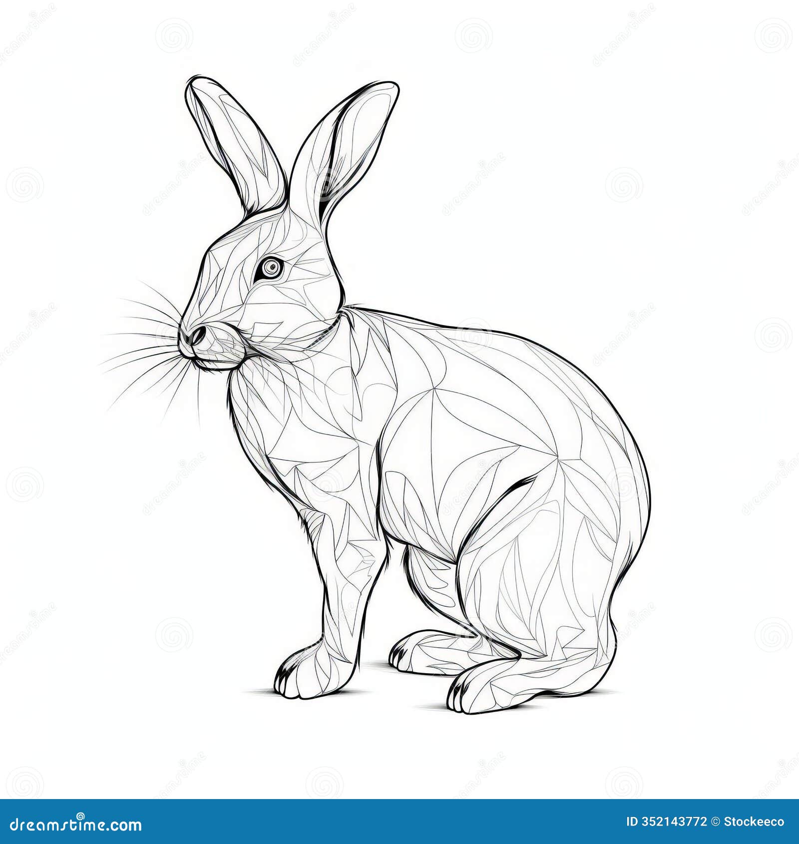 Continuous Line Drawing of Rabbit Full Body Isolated White Background ...