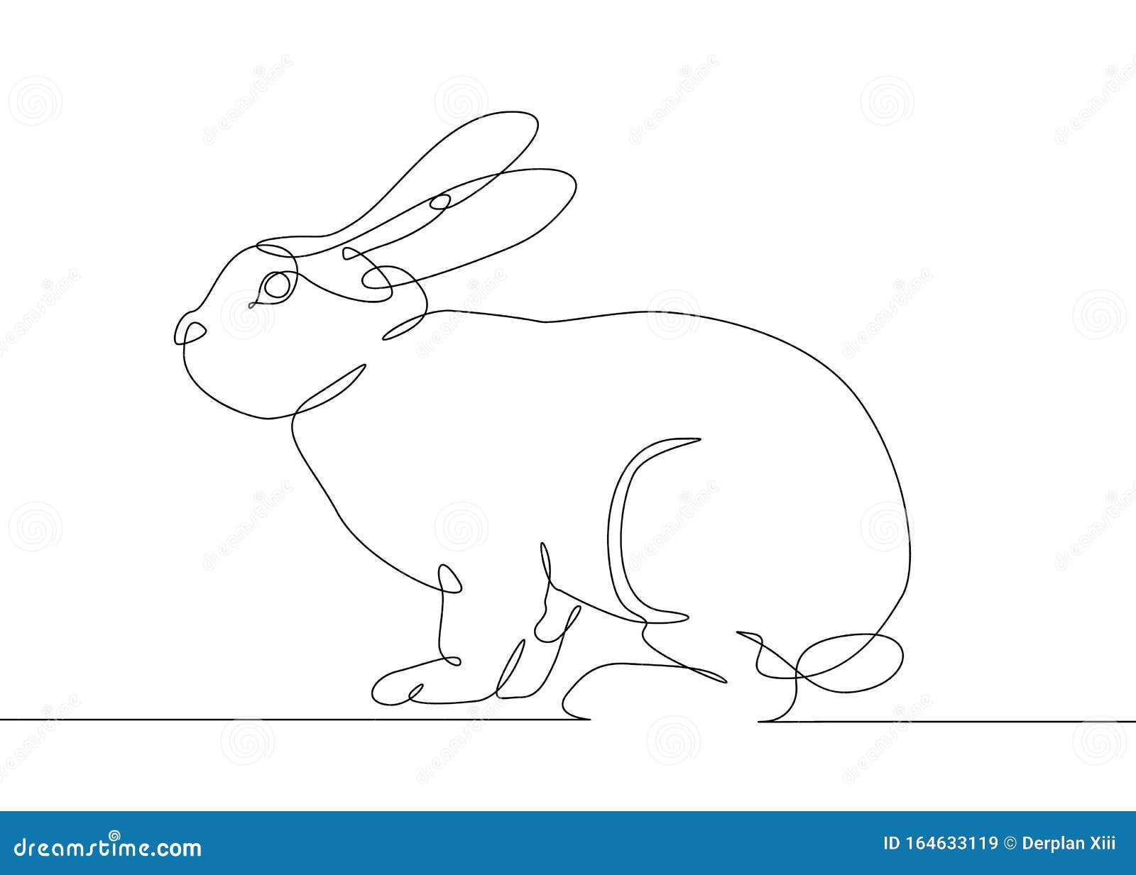 Continuous Line Drawing Rabbit Hare Stock Illustration - Illustration ...