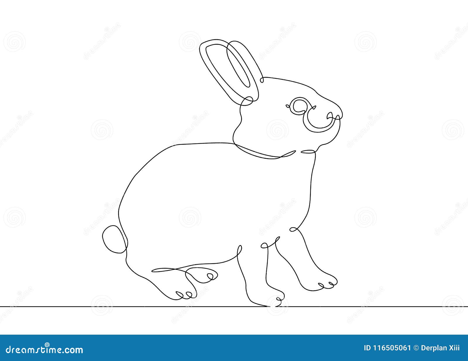 Continuous Line Drawing Rabbit Hare Stock Vector - Illustration of icon ...