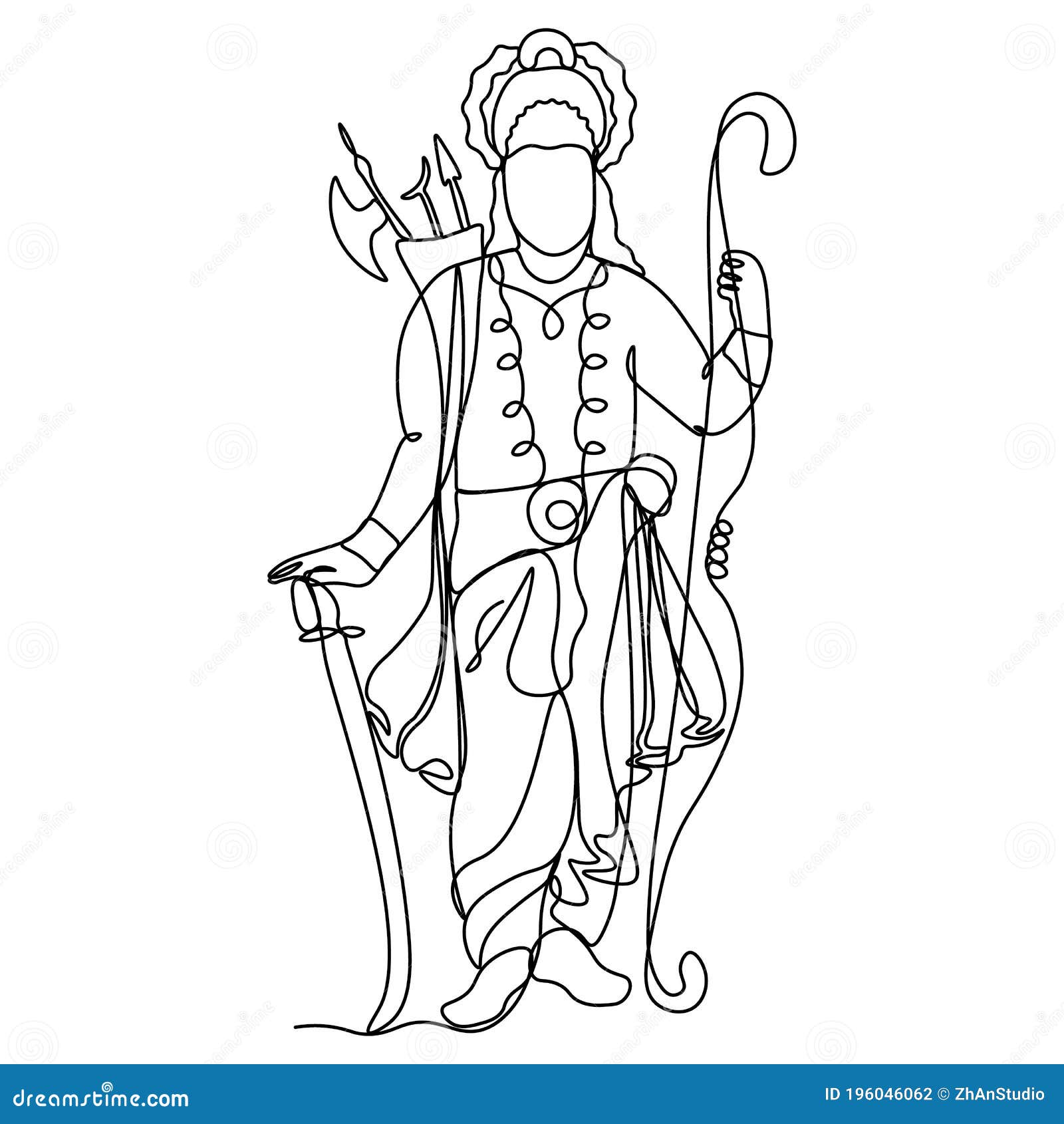 Continuous Line Drawing. Rama. Silhouette. God Stock Vector ...