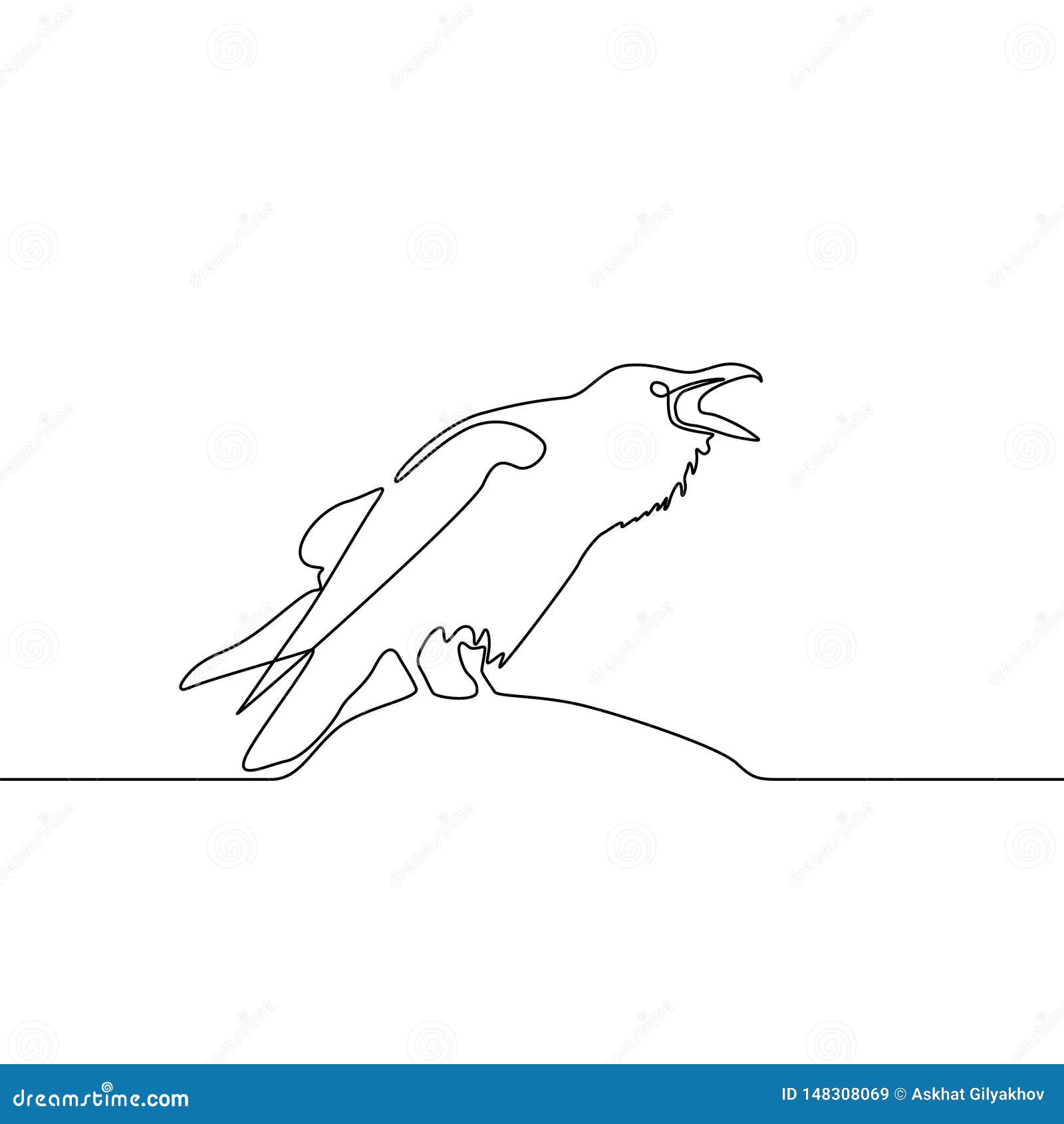 Continuous Line Drawing Raven. Logo Concept. Vector Illustration. Stock ...