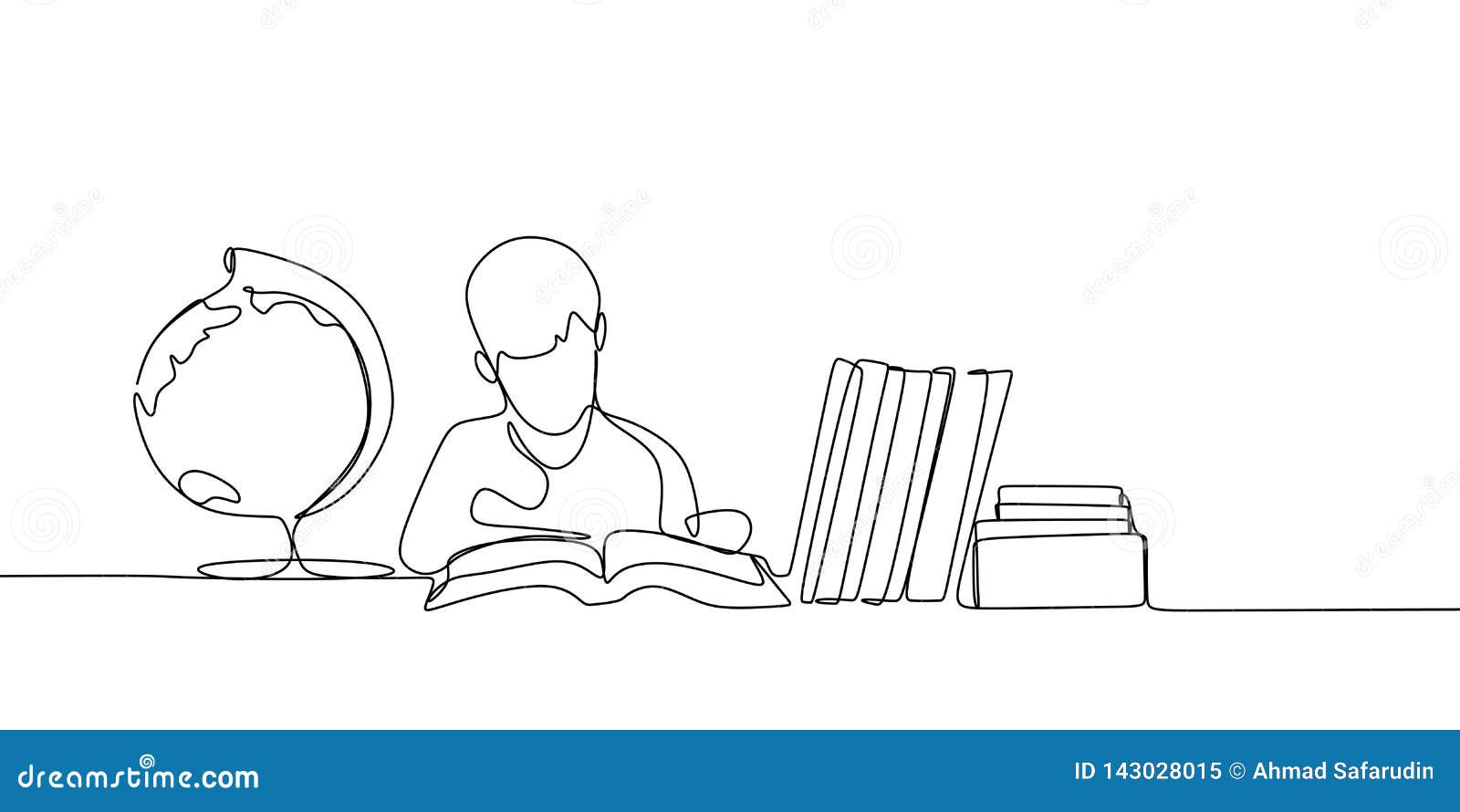 Continuous Line Drawing Reading a Book Stock Vector - Illustration of ...