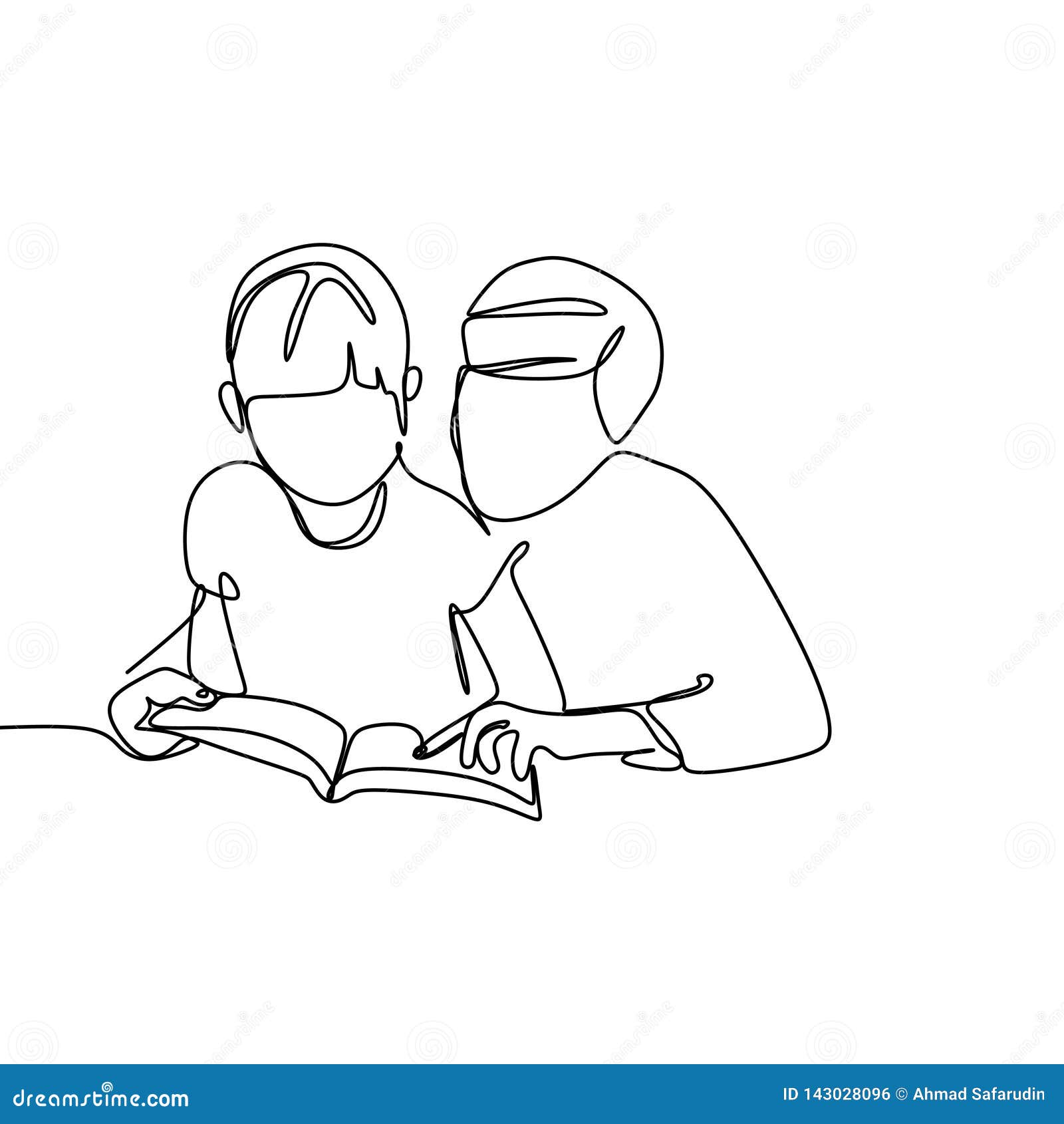 Continuous Line Drawing Reading a Book Stock Vector - Illustration of ...