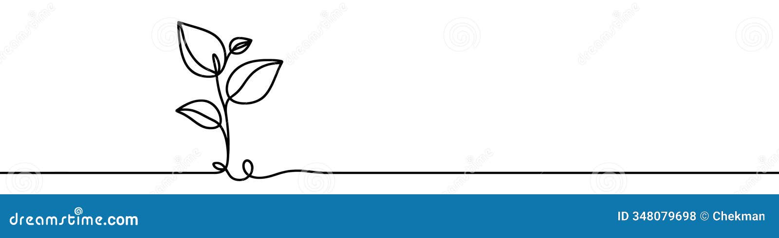 Continuous Line Drawing Representing Growing Plant with Leaves Stock ...