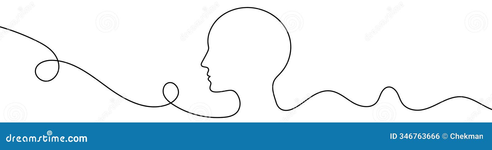 Continuous Line Drawing Representing Human Head. Line Art of Human Head ...