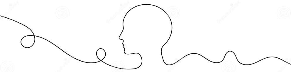 Continuous Line Drawing Representing Human Head. Line Art of Human Head ...