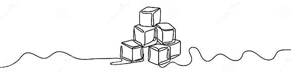 Continuous Line Drawing Representing Ice Cubes Stock Illustration ...