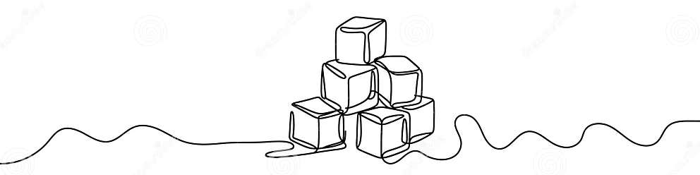 Continuous Line Drawing Representing Ice Cubes Stock Illustration ...