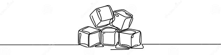 Continuous Line Drawing Representing Ice Cubes Stock Illustration ...