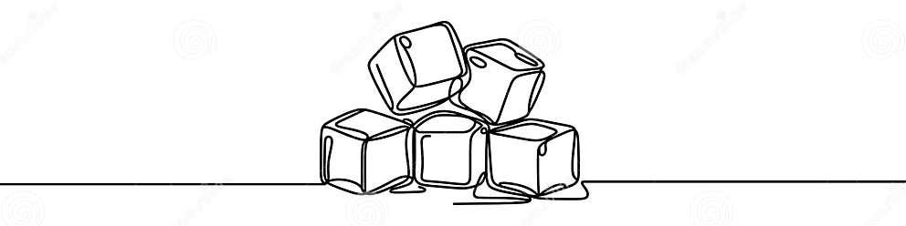 Continuous Line Drawing Representing Ice Cubes Stock Illustration ...