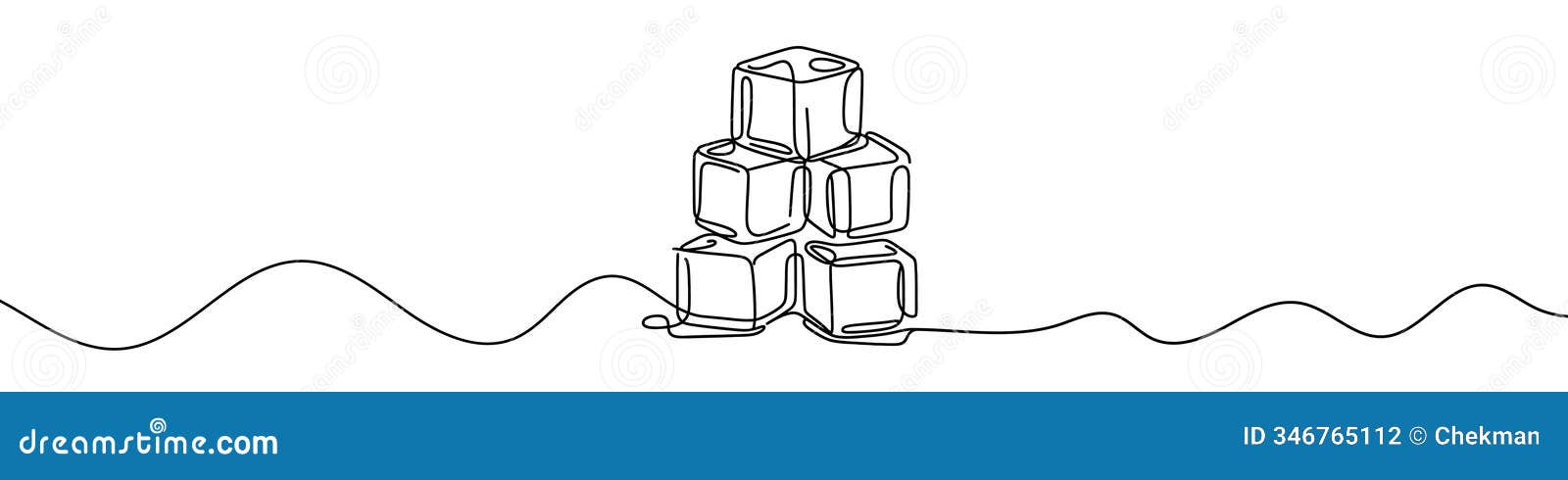 Continuous Line Drawing Representing Ice Cubes Vector Illustration ...