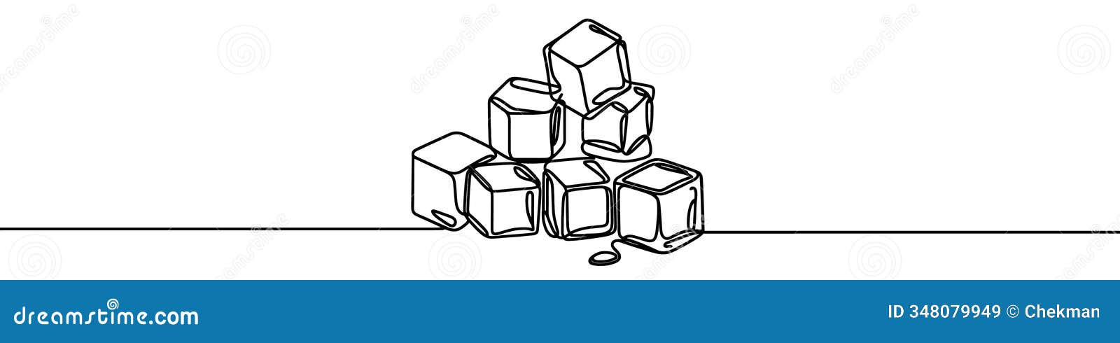 Continuous Line Drawing Representing Ice Cubes Cartoon Vector ...
