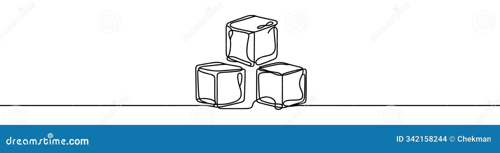 Continuous Line Drawing Representing Three Ice Cubes Stock Illustration ...