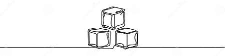 Continuous Line Drawing Representing Three Ice Cubes Stock Illustration ...