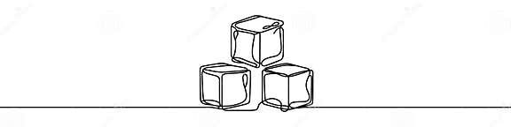 Continuous Line Drawing Representing Three Ice Cubes Stock Illustration ...