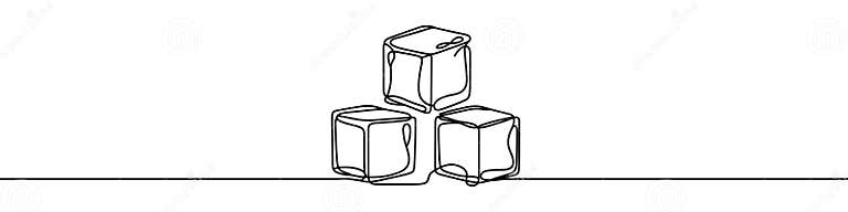 Continuous Line Drawing Representing Three Ice Cubes Stock Illustration ...