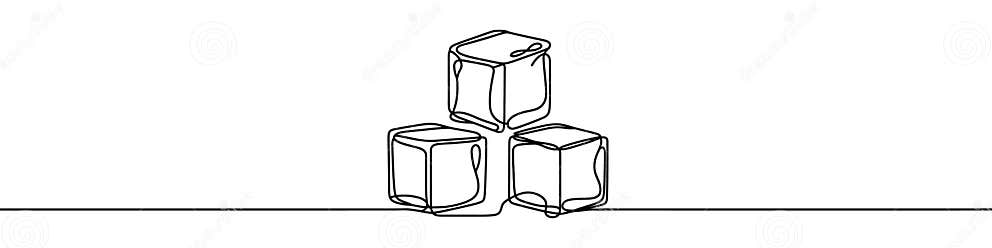 Continuous Line Drawing Representing Three Ice Cubes Stock Illustration ...