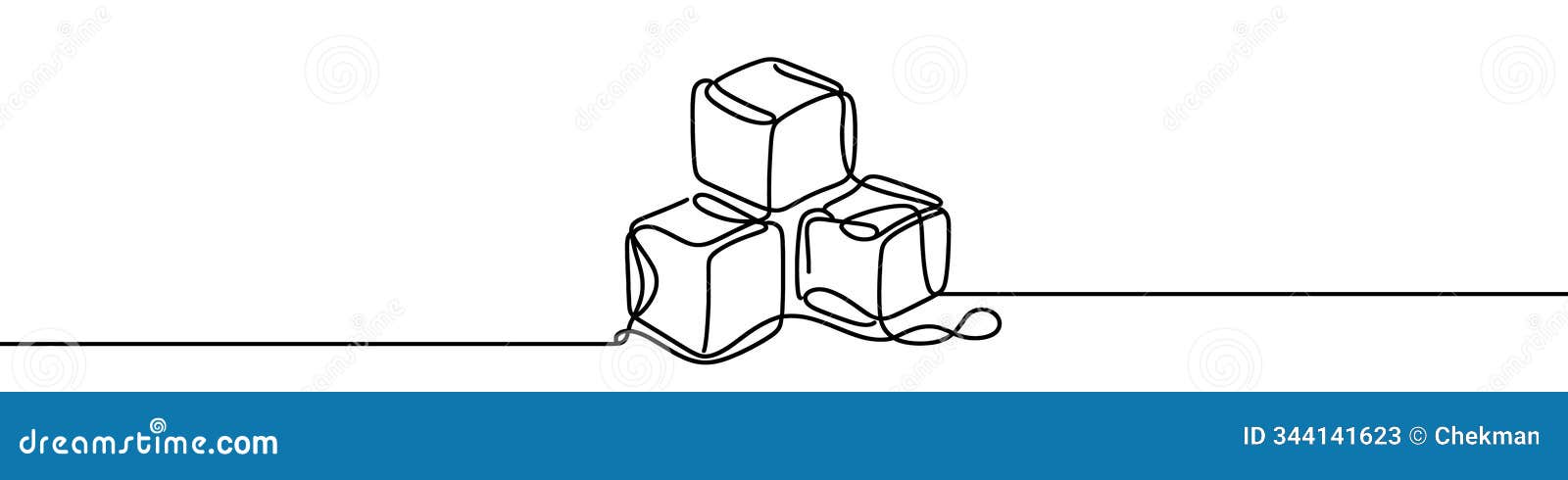Continuous Line Drawing Representing Three Ice Cubes Stock Vector ...