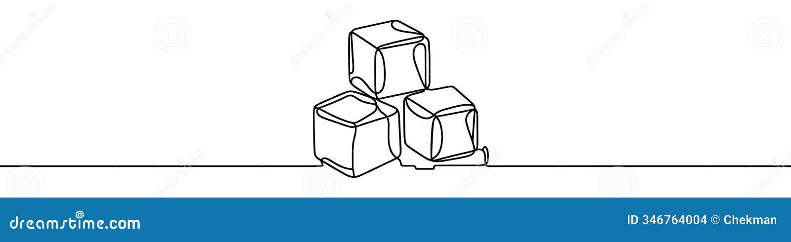 Continuous Line Drawing Representing Three Ice Cubes Stock Illustration ...