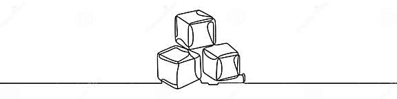 Continuous Line Drawing Representing Three Ice Cubes Stock Illustration ...