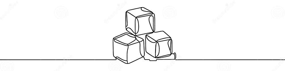 Continuous Line Drawing Representing Three Ice Cubes Stock Illustration ...
