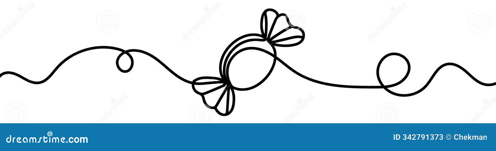Continuous Line Drawing Representing a Wrapped Sweet Candy. Vector ...