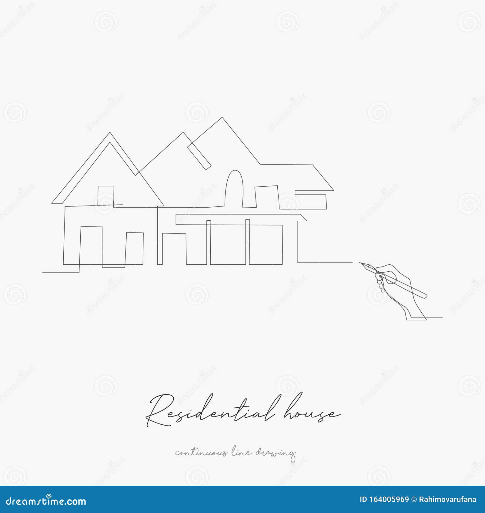 Continuous Line Drawing. Residential House. Simple Vector Illustration ... Continuous Line Drawing. Residential House. Simple Vector Illustration ...