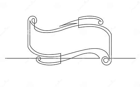 Continuous Line Drawing of Ribbon Label Stock Vector - Illustration of ...