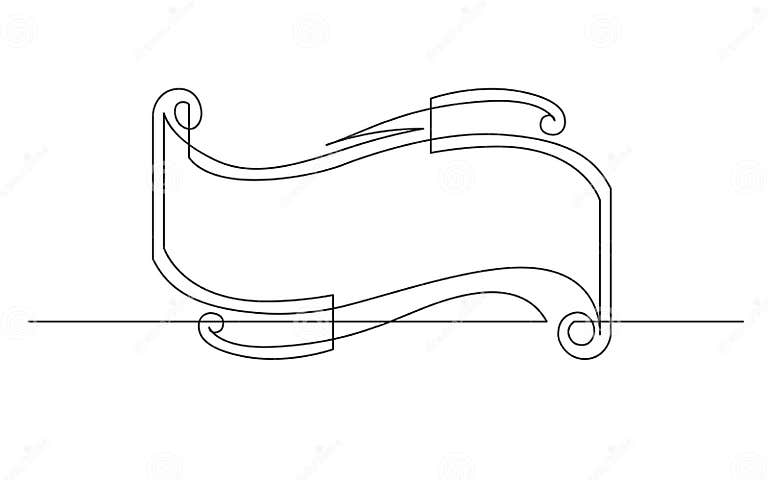 Continuous Line Drawing of Ribbon Label Stock Vector - Illustration of ...