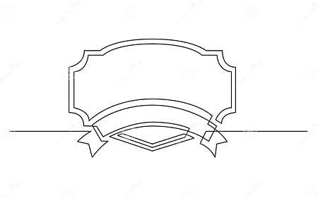 Continuous Line Drawing of Ribbon Label Stock Vector - Illustration of ...