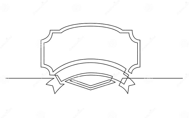Continuous Line Drawing of Ribbon Label Stock Vector - Illustration of ...