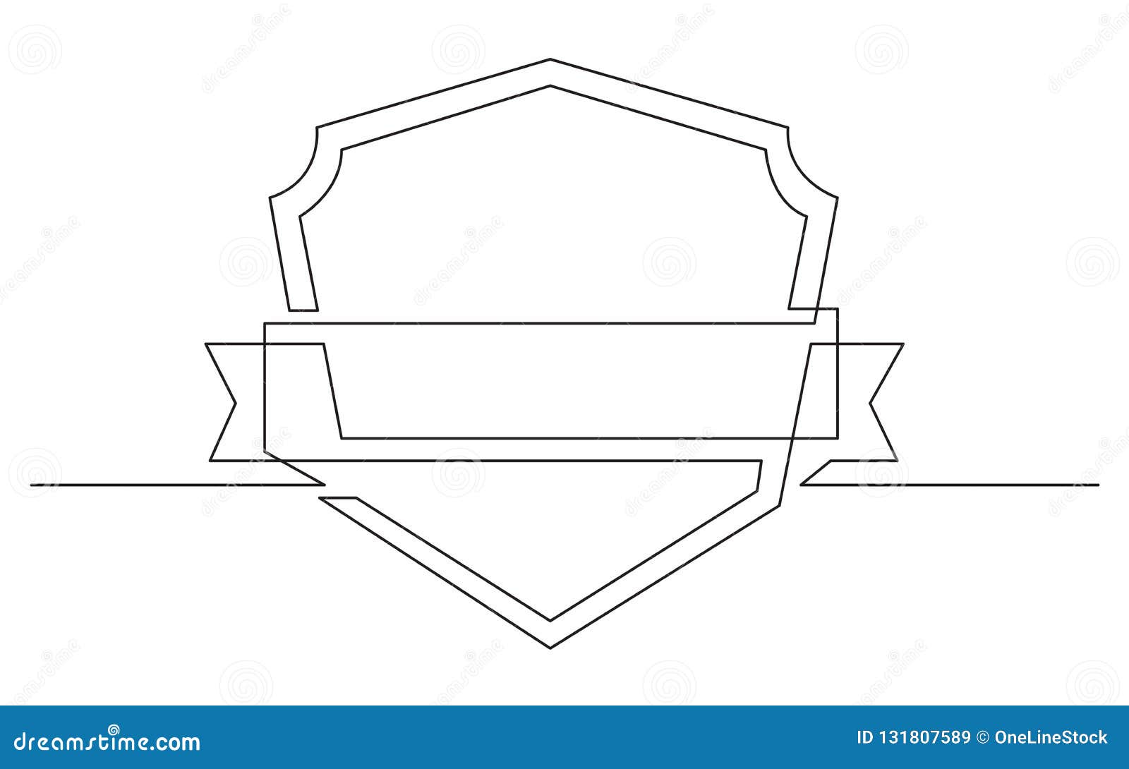 Continuous Line Drawing of Ribbon Label and Shield Stock Vector ...