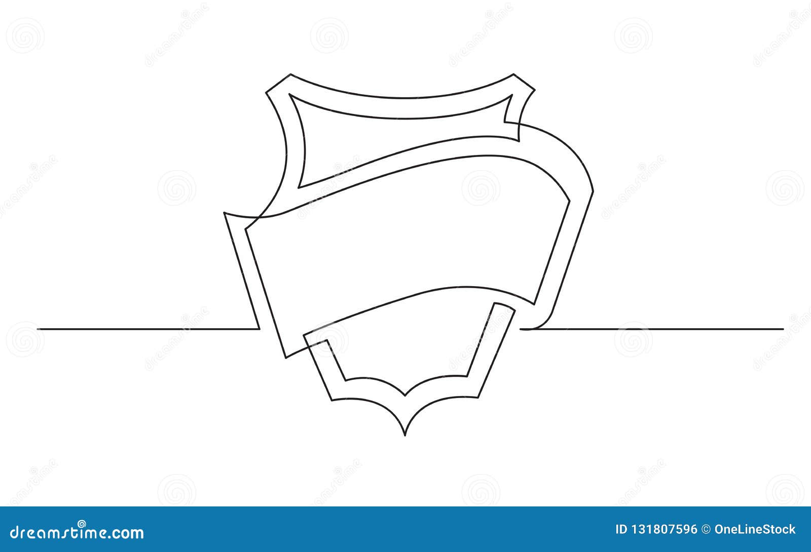 Continuous Line Drawing of Ribbon Label and Shield Stock Vector ...