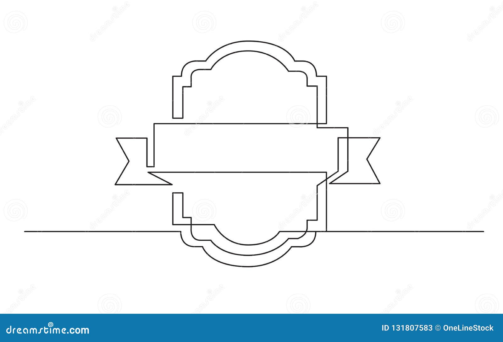 Continuous Line Drawing of Ribbon Prize Label Stock Vector ...