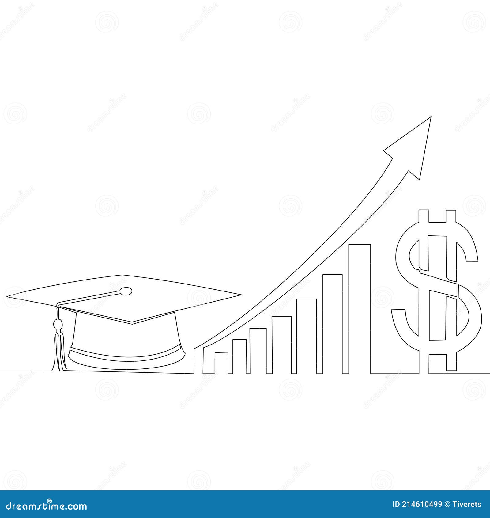 Continuous Line Drawing Rising Cost of Education Stock Vector ...
