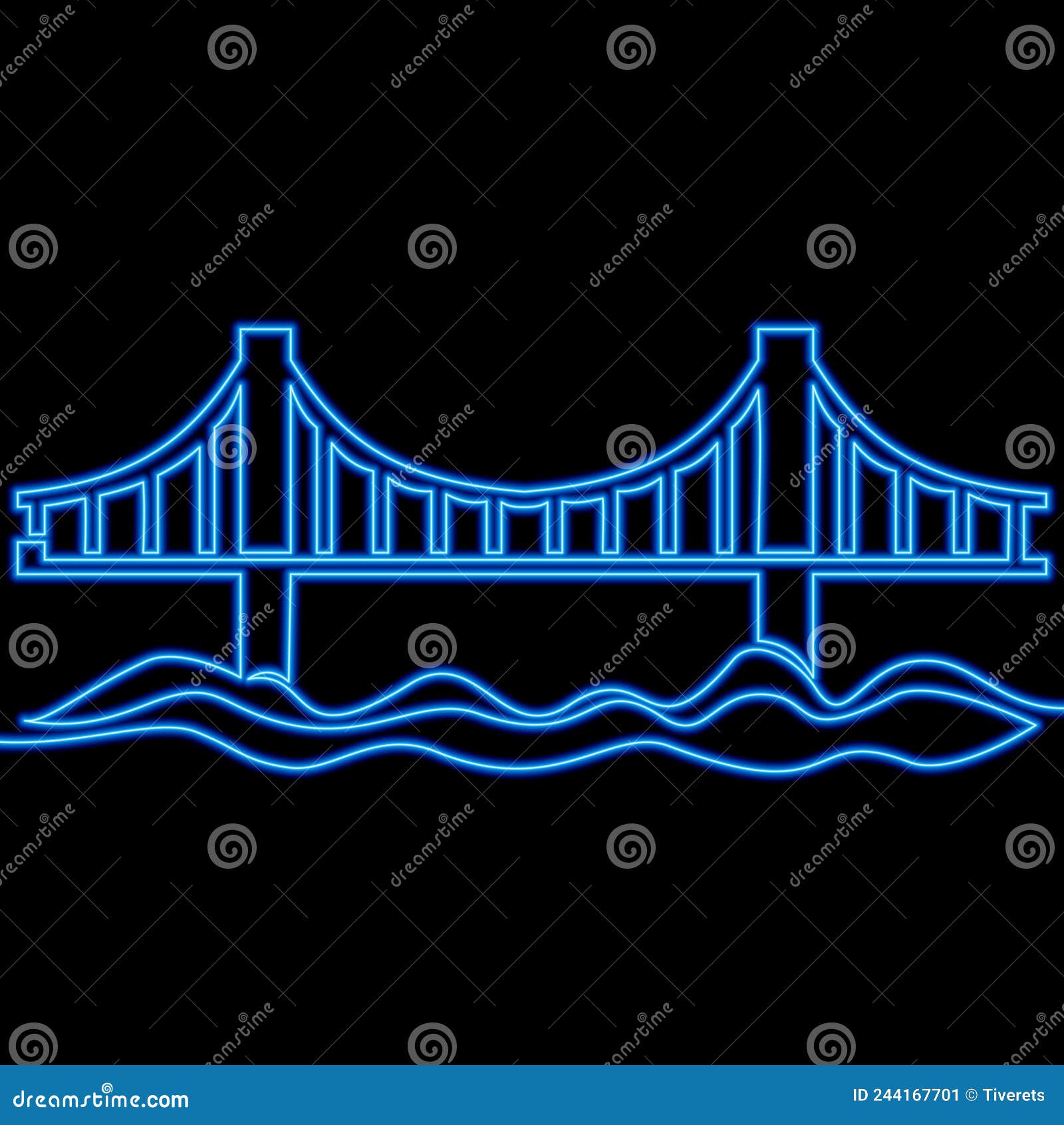 Continuous Line Drawing Road Bridge Icon Neon Concept Stock Vector ...