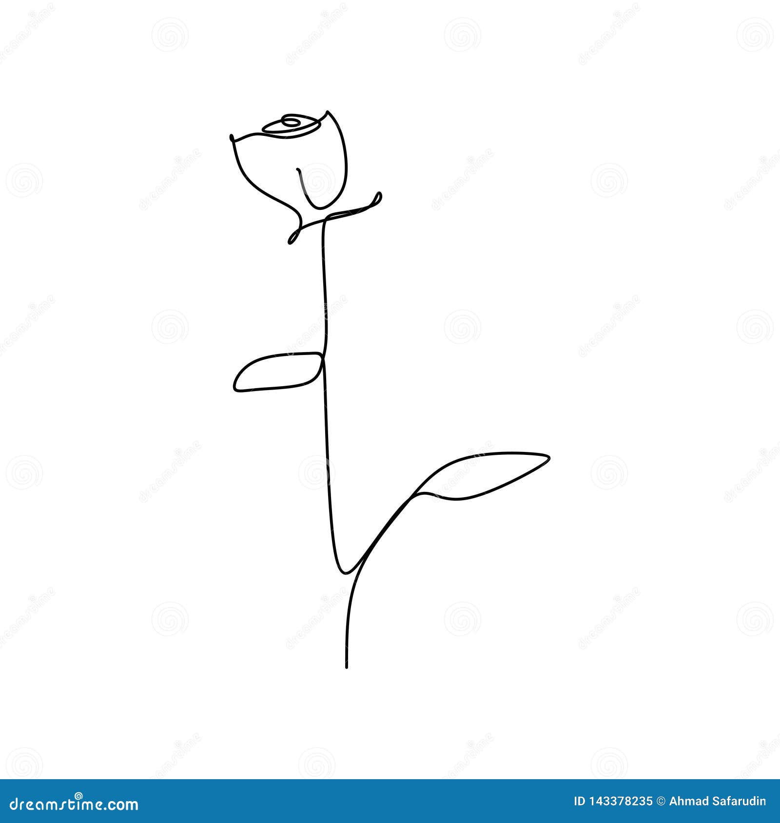 Continuous Line Drawing of a Rose Stock Vector - Illustration of rose ...