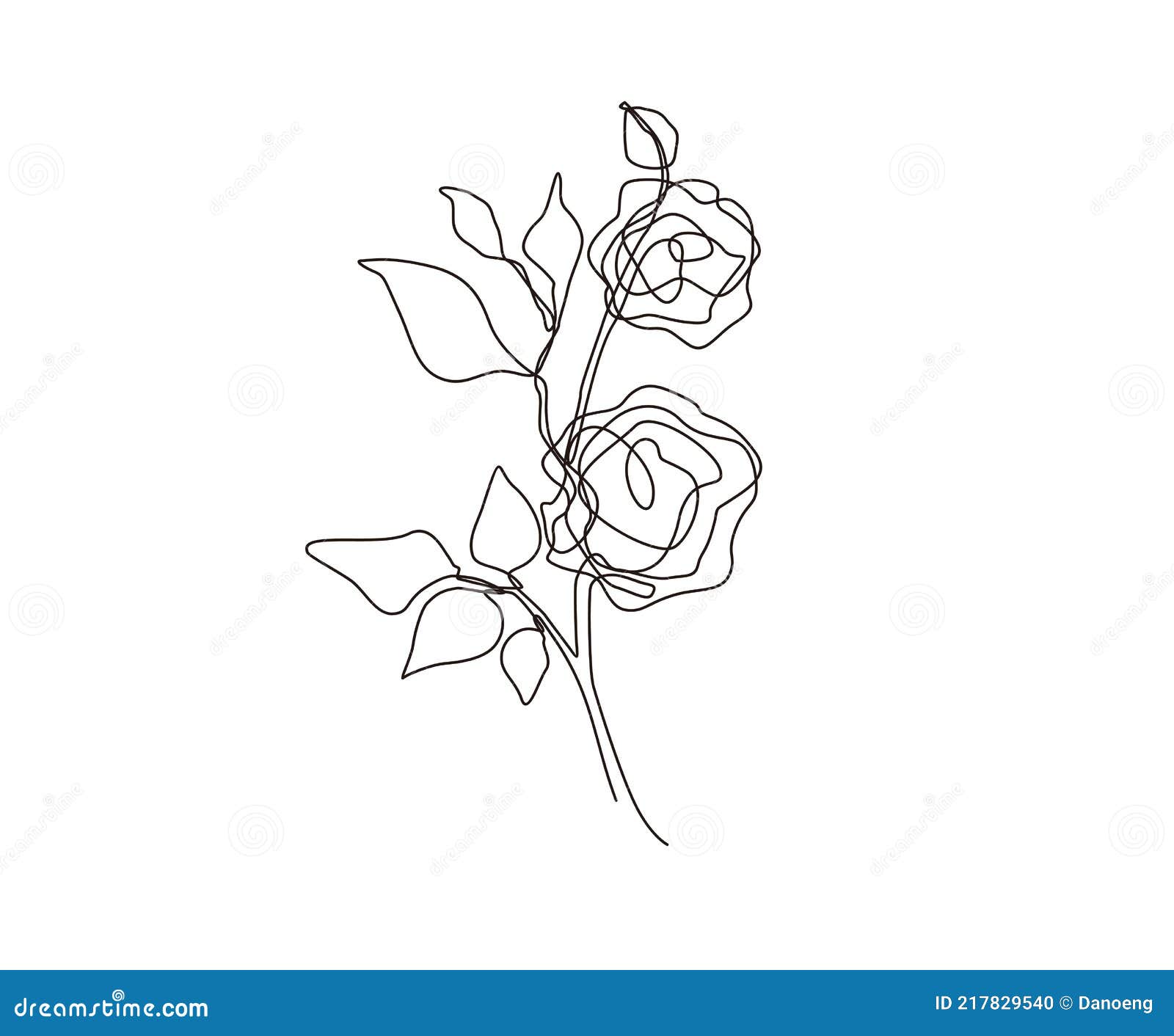 Continuous Line Drawing of Rose Flower. Abstract Rose Line Art Design ...