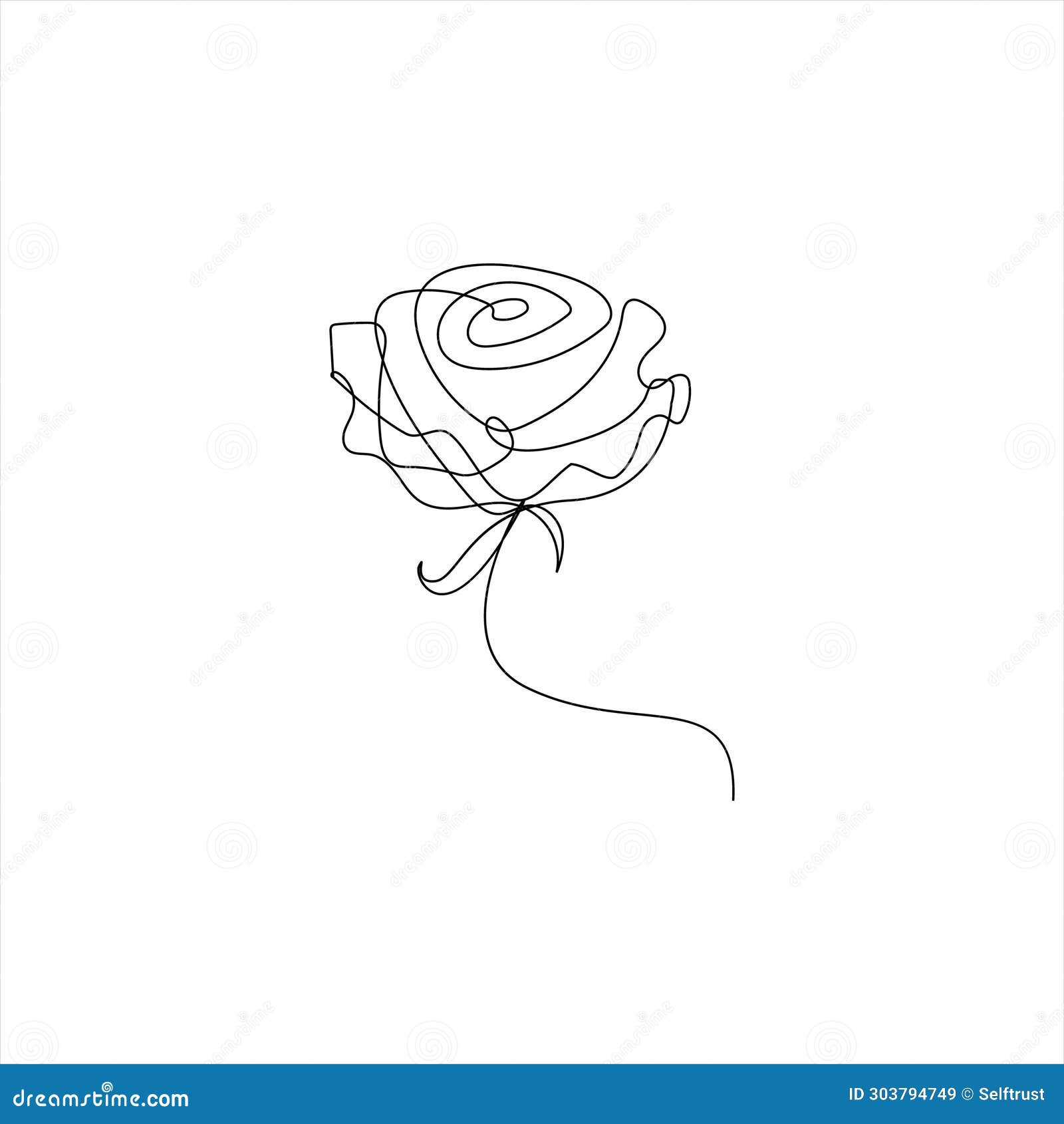 Continuous Line Drawing of Rose Flower Vector Illustration Stock ...